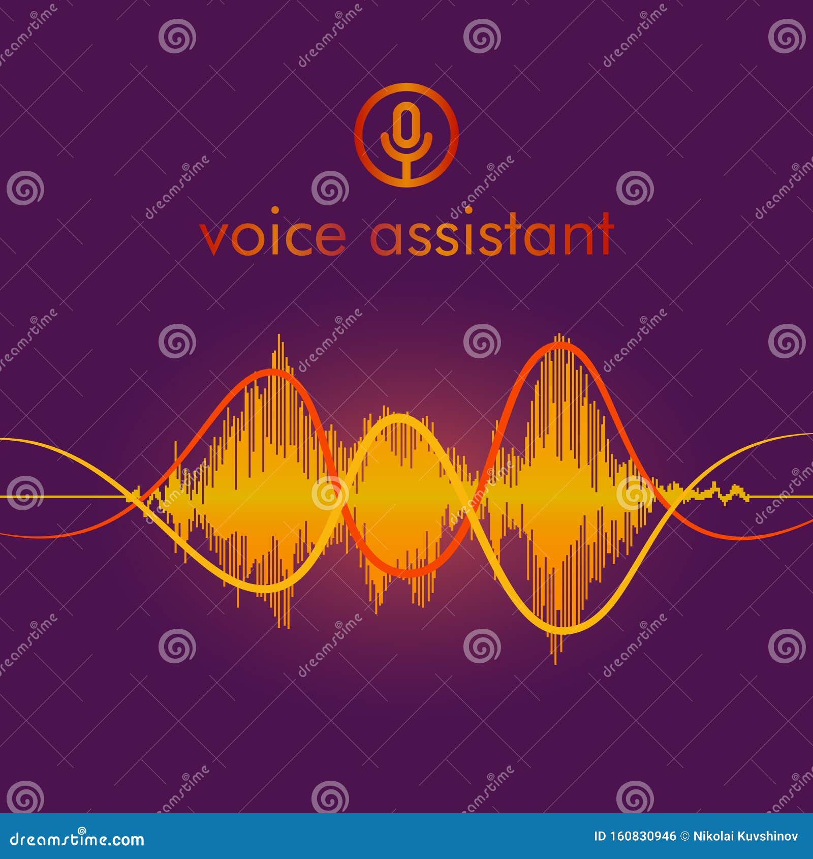 Microphone Button with Bright Voice and Sound Imitation Waves ...