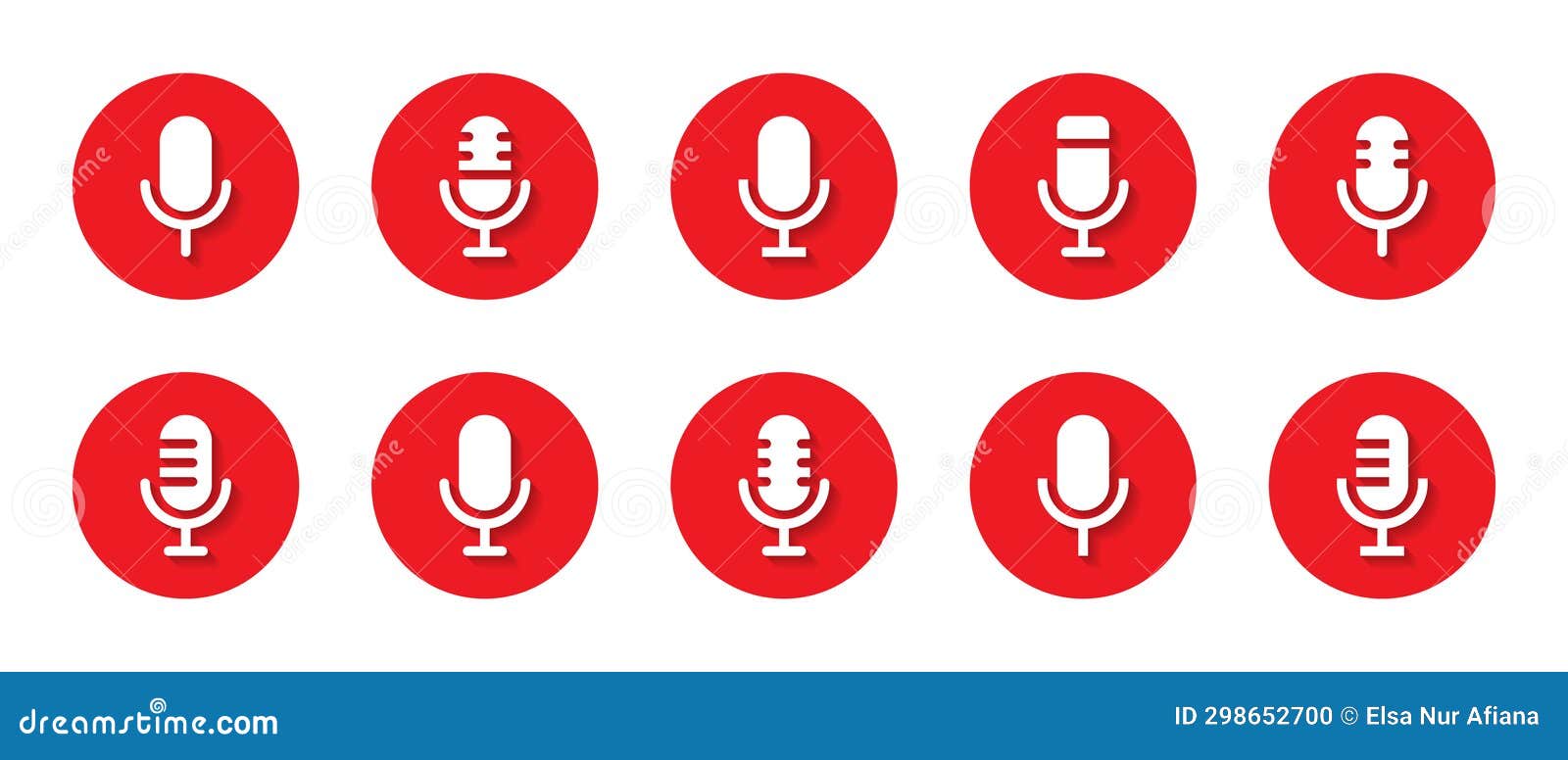Microphone Button Icon Vector in Flat Style. Mic Symbol Stock Vector ...
