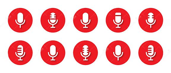 Microphone Button Icon Vector in Flat Style. Mic Symbol Stock Vector ...