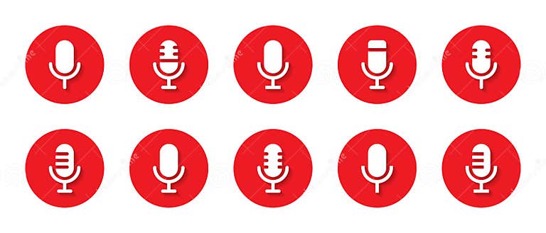 Microphone Button Icon Vector in Flat Style. Mic Symbol Stock Vector ...