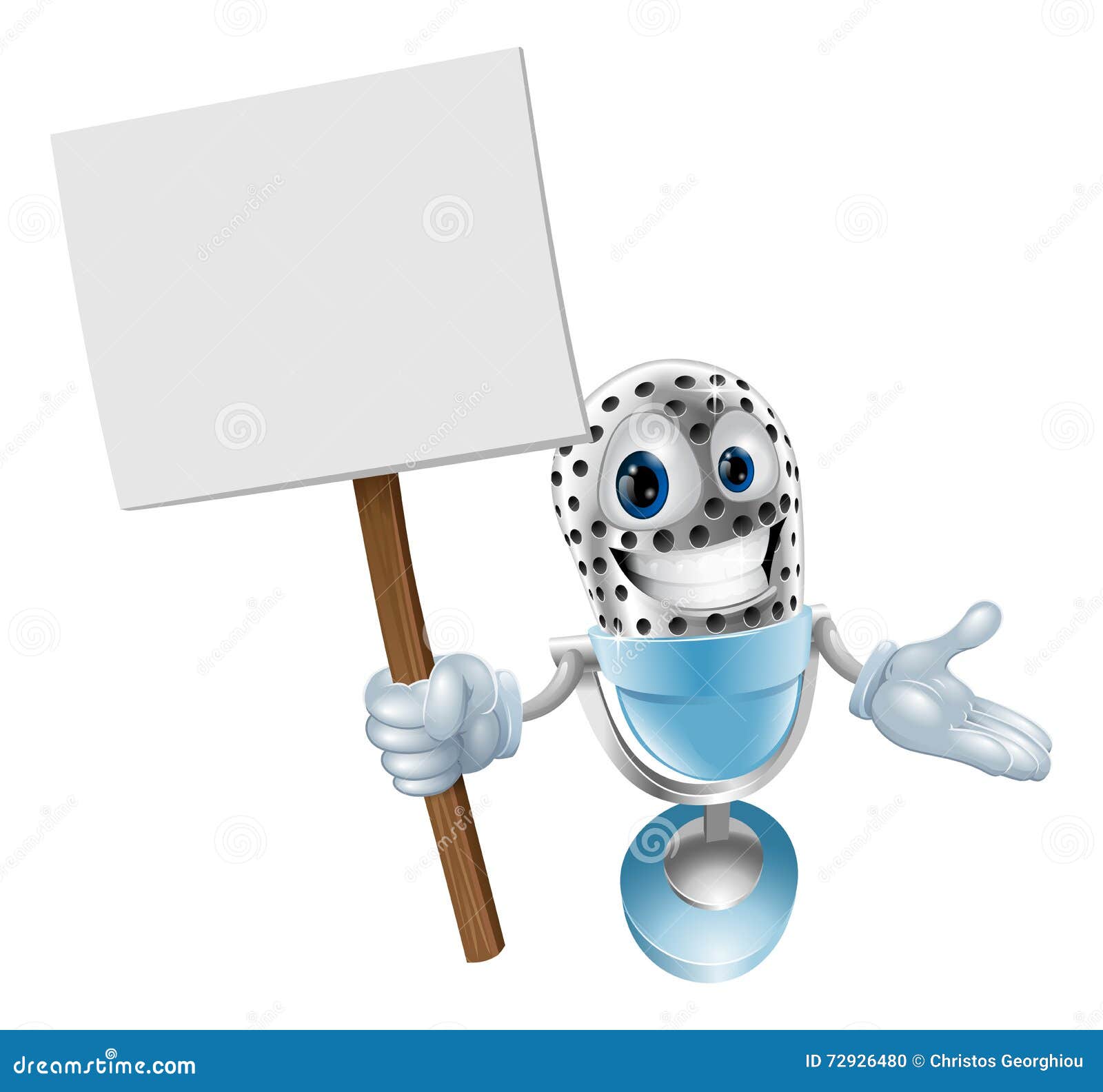 Microphone Character with Sign Stock Vector - Illustration of graphic ...