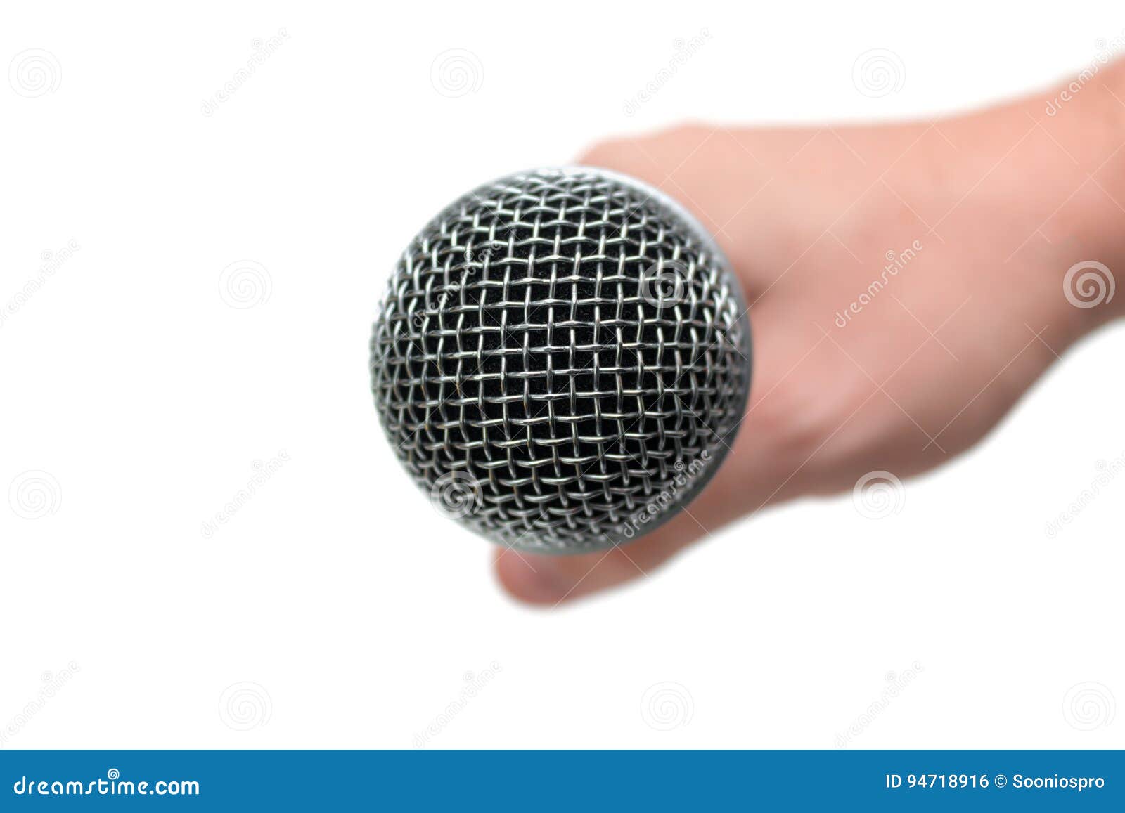 Microphone Close Up in Hand, Mic Stock Photo - Image of female, speech ...