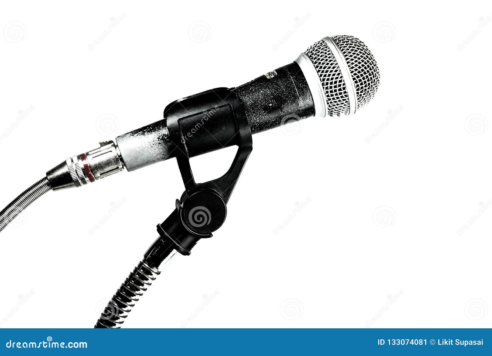 Microphone White Background in Studio Stock Image - Image of ...