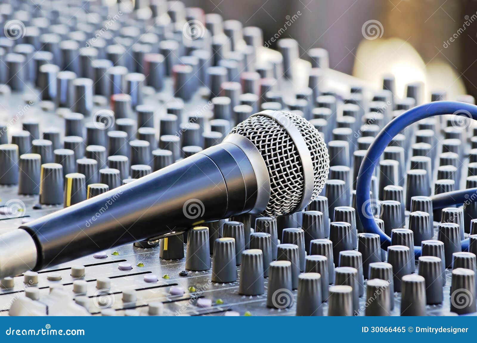 Microphone on the Sound Mixer Stock Image - Image of balance, desk ...