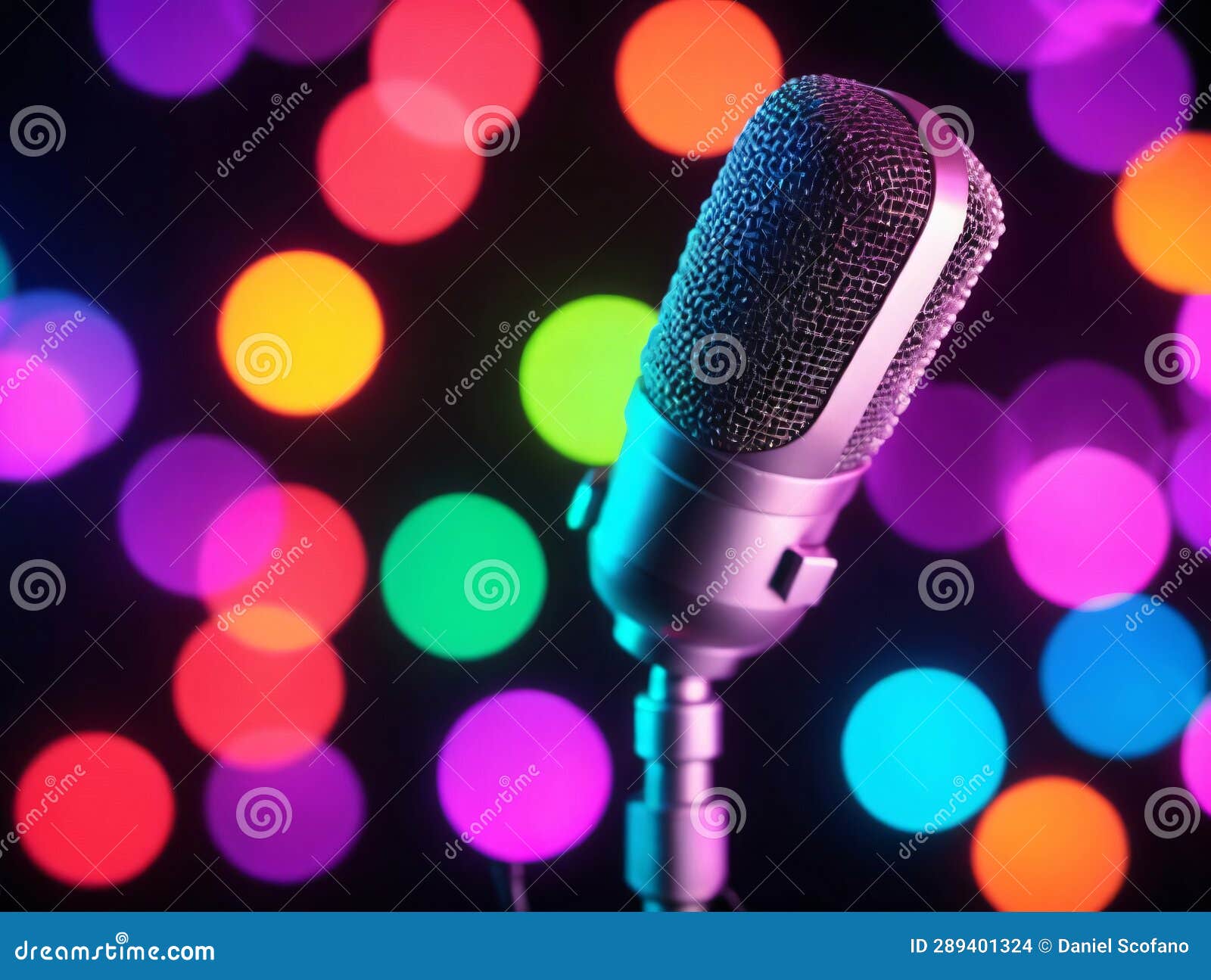 A Microphone with Colorful Lights in the Background. Generative AI ...