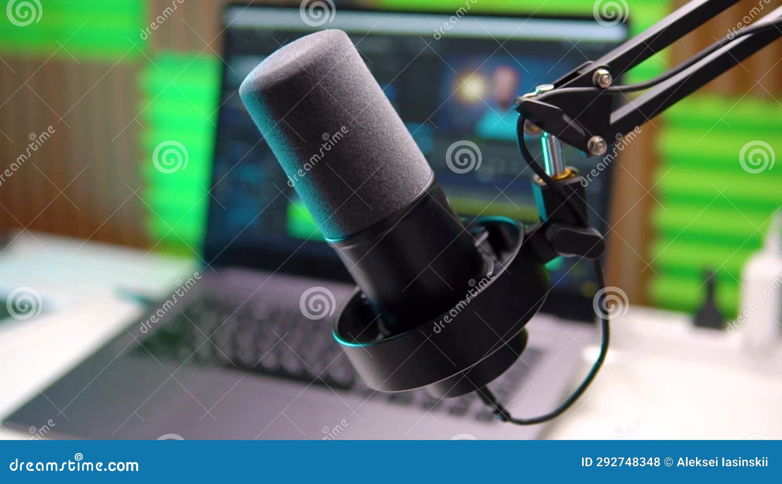 Microphone and Computer in the Recording Studio Stock Footage - Video ...
