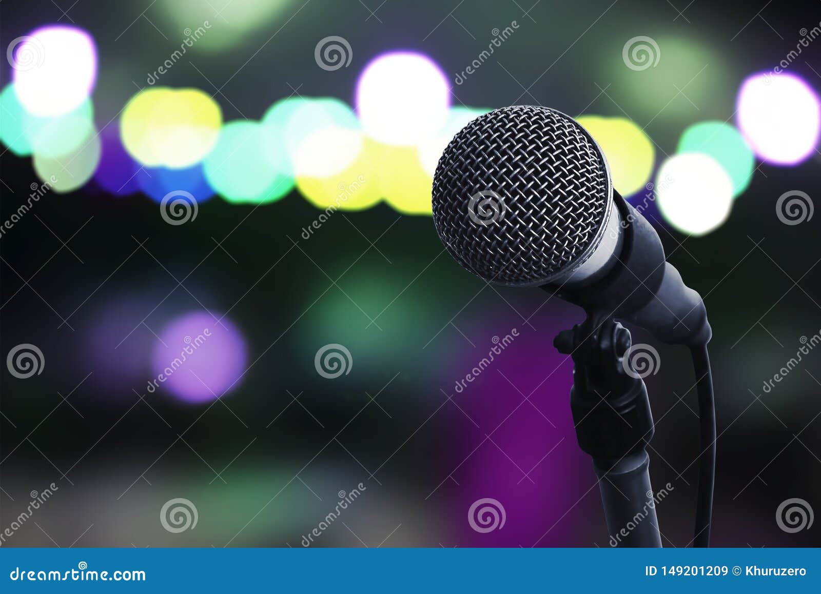 Microphone in concert stock image. Image of public, bokeh - 149201209