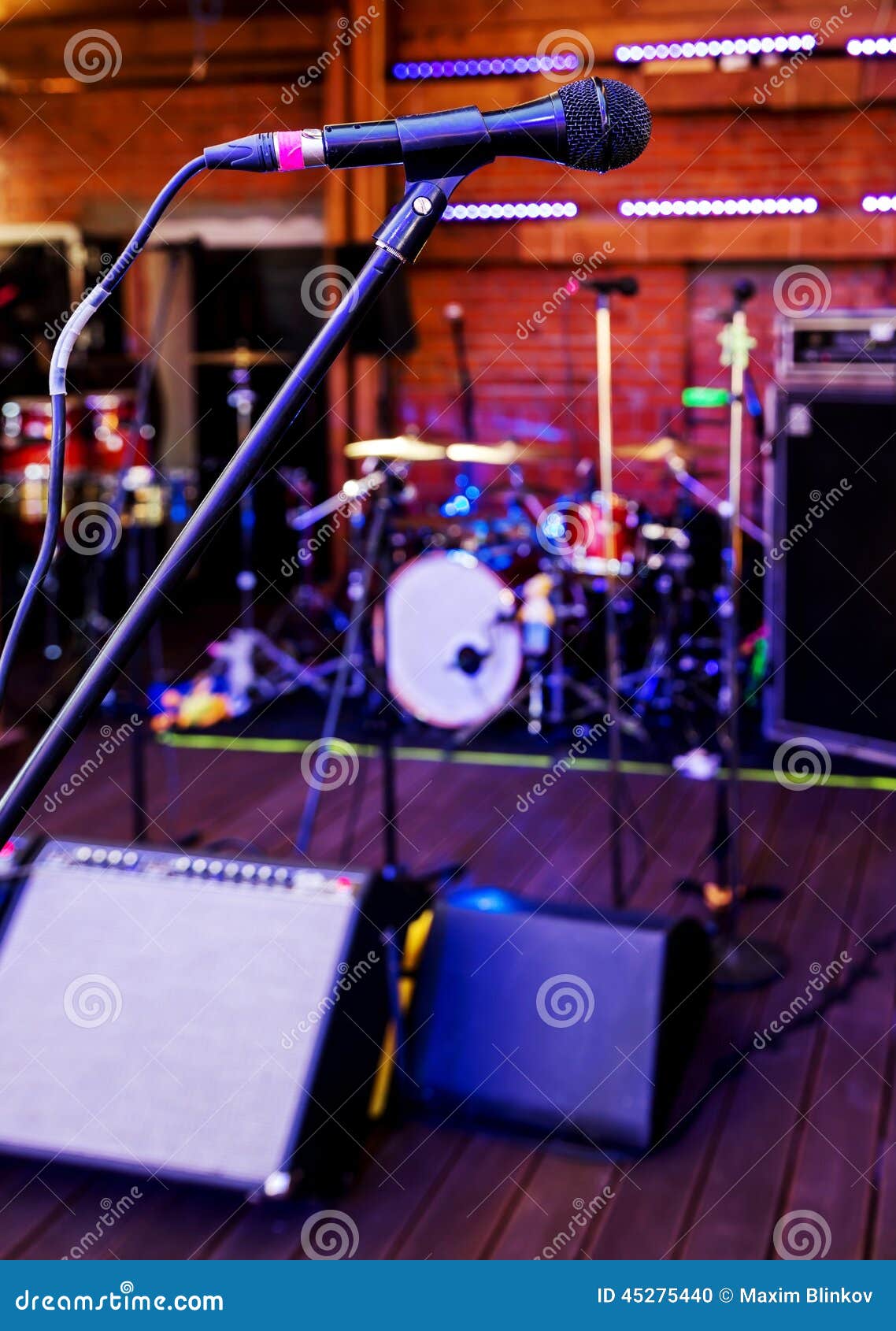 Microphone in the Concert Hall Stock Photo - Image of entertainment ...