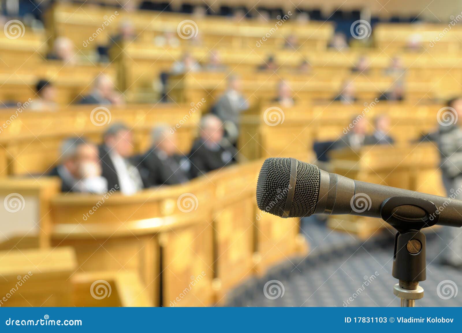 Microphone at Conference Hall. Stock Image - Image of seat ...