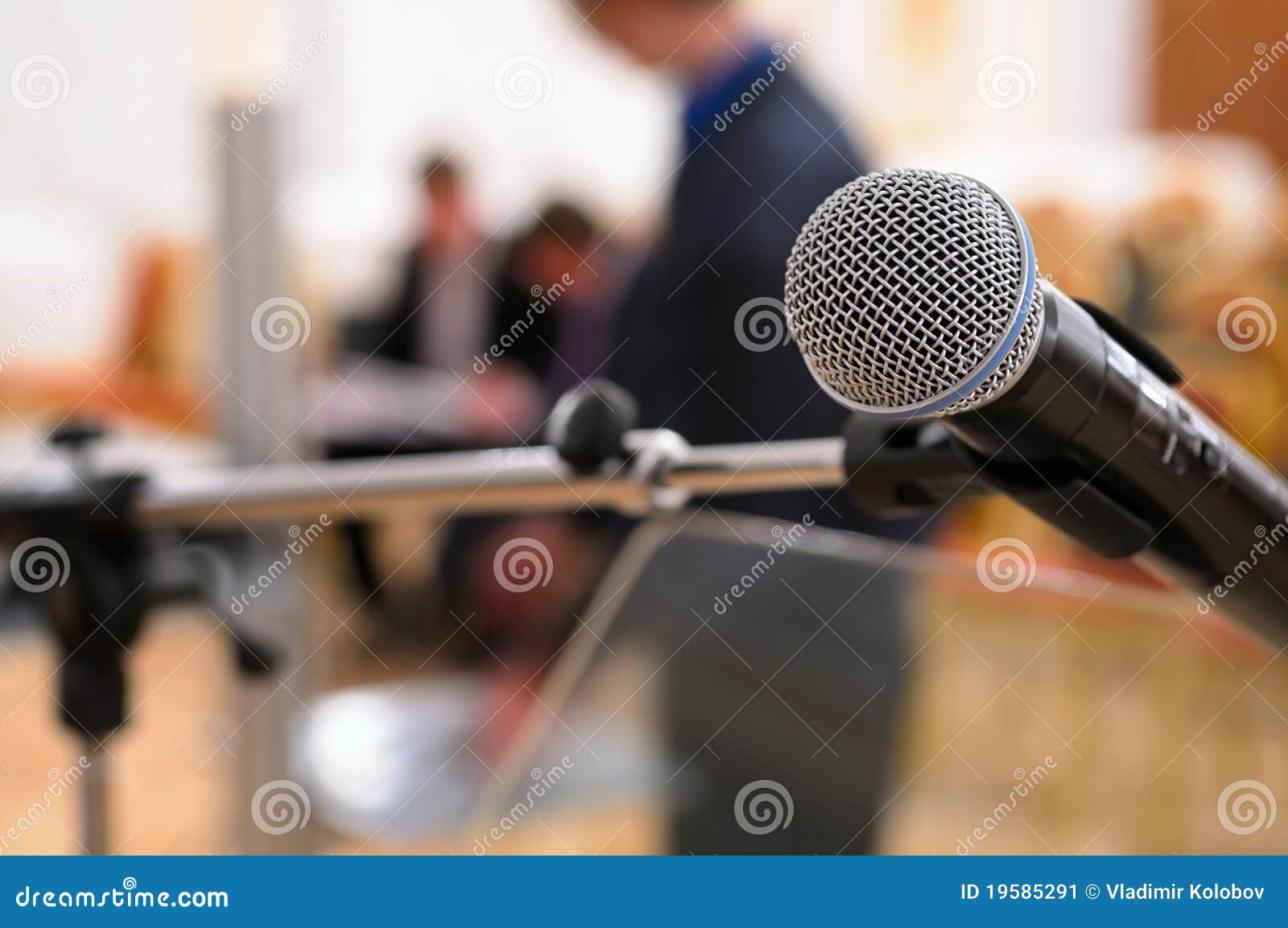 Microphone in a Conference Hall. Stock Image - Image of person ...