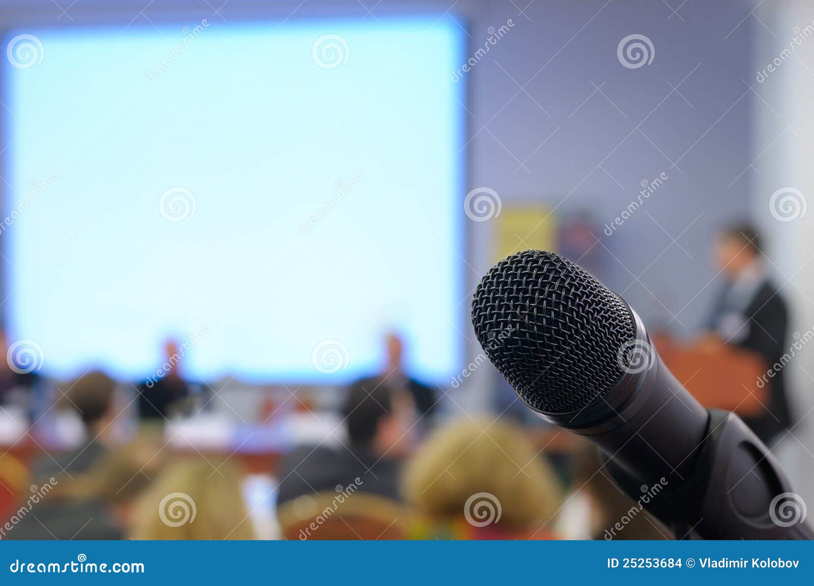 Microphone in Conference Room. Stock Photo - Image of auditorium ...