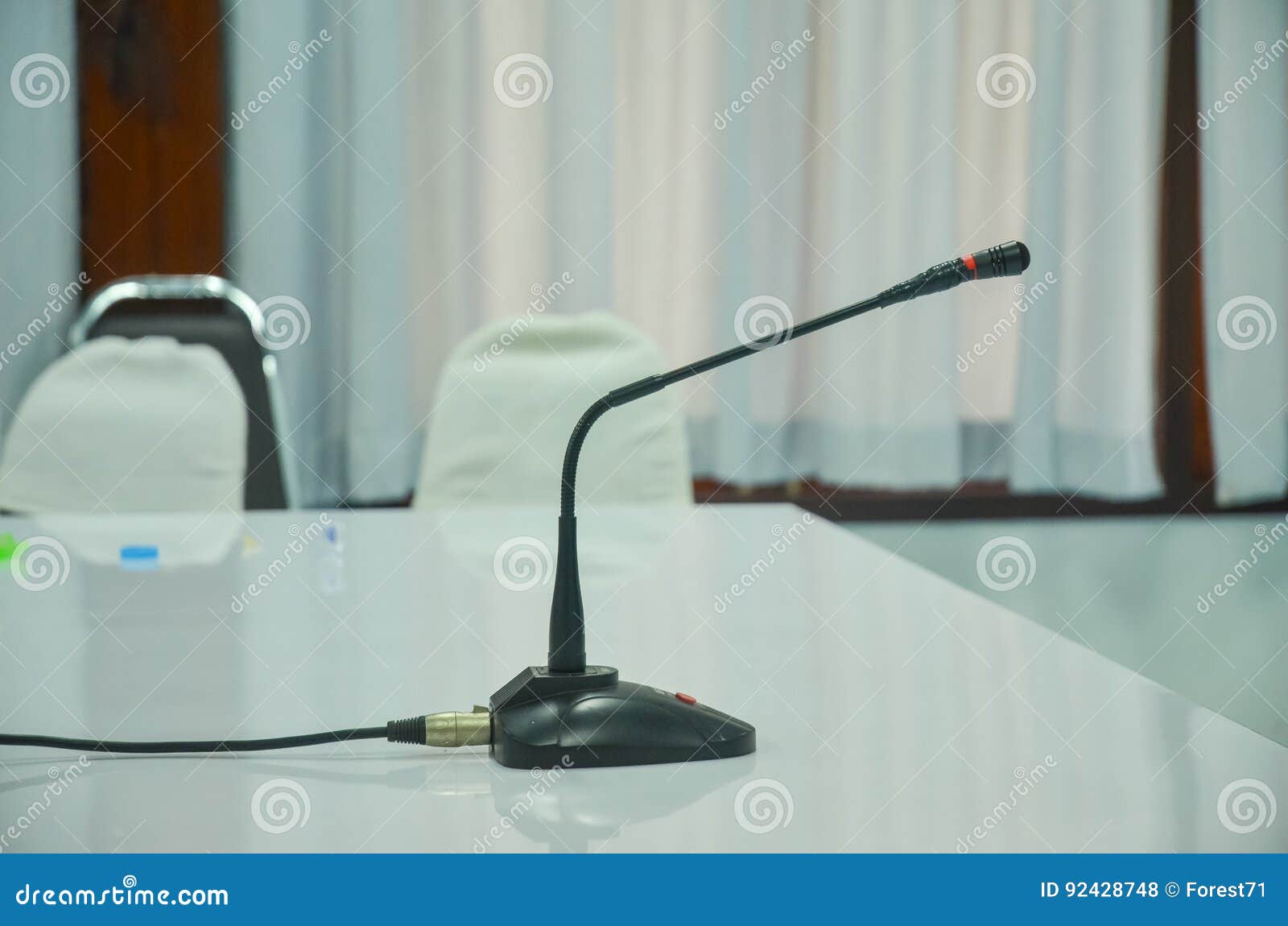Microphone in a Conference Room Stock Photo - Image of object, steel ...