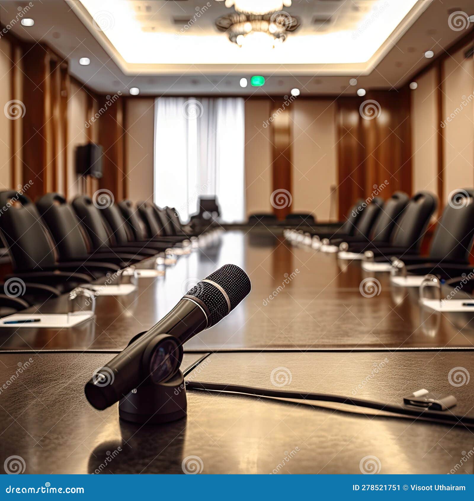 Microphone at Conference Table in Meeting Room,AI Generated Stock ...