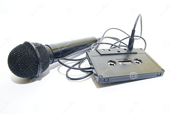 Microphone Connected To Tape Stock Image - Image of cassette, sound ...