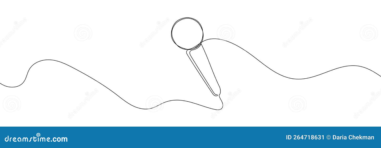 Microphone Continuous One Line Drawing Isolated on White Background ...