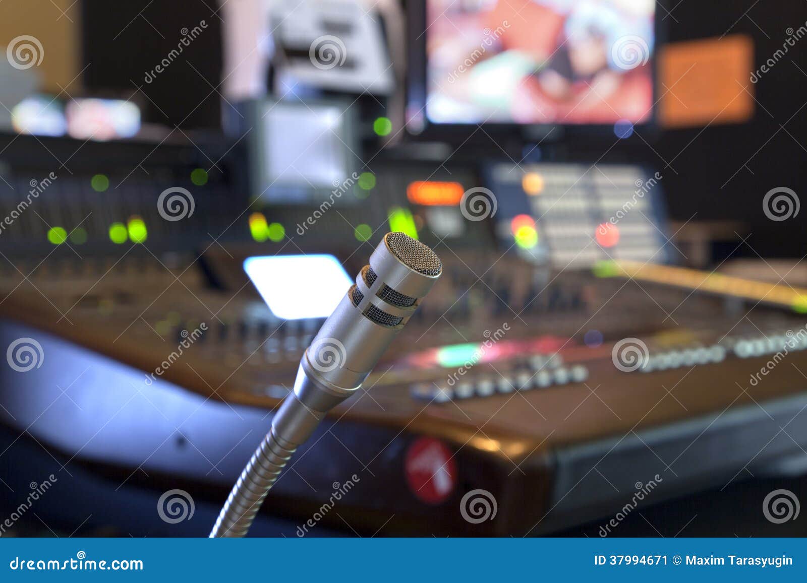 Microphone on the Control Panel Stock Image - Image of editing, button ...
