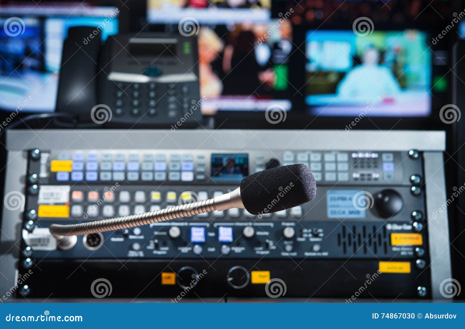 Microphone on the Control Panel in the Media Studio Stock Photo - Image ...
