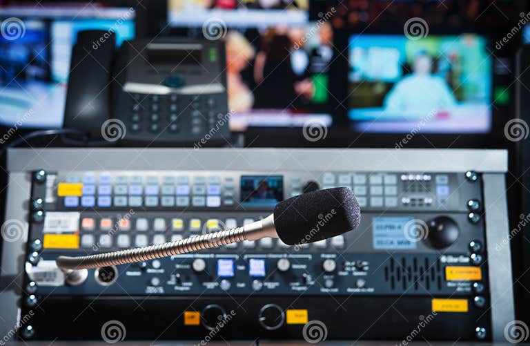 Microphone on the Control Panel in the Media Studio Stock Photo - Image ...