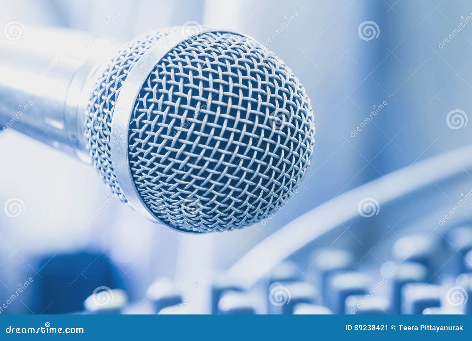 The Microphone in the Control Room Sound System Stock Image - Image of ...