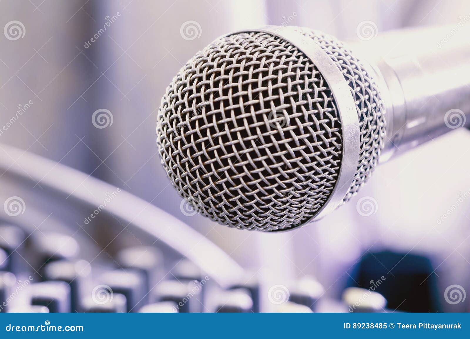 The Microphone in the Control Room Sound System Stock Image - Image of ...