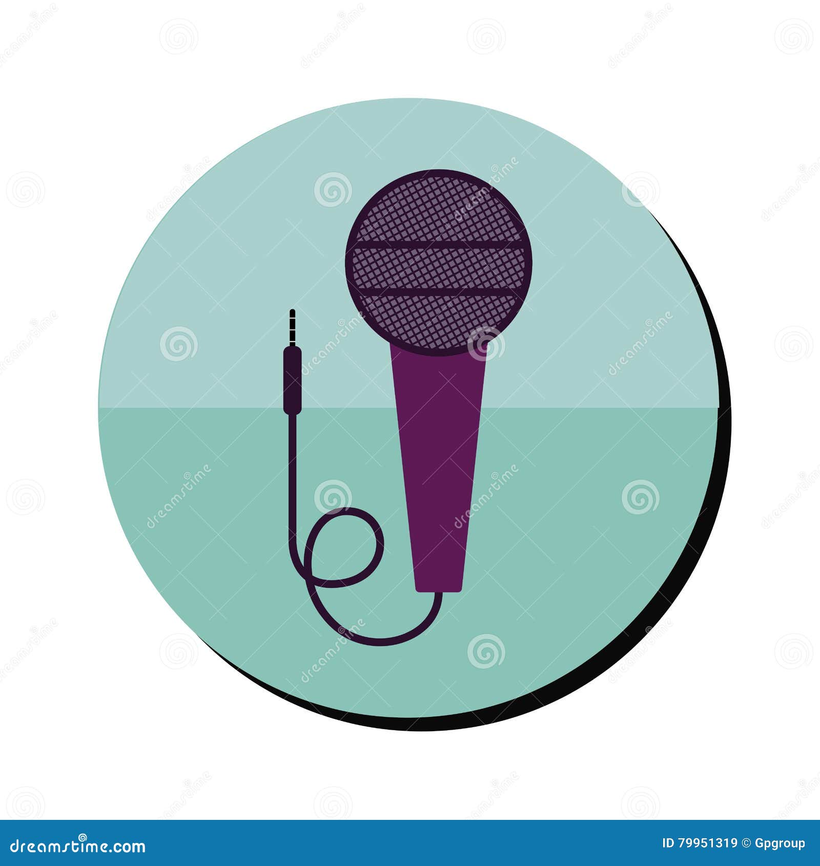 Microphone with cord icon stock vector. Illustration of entertainment ...