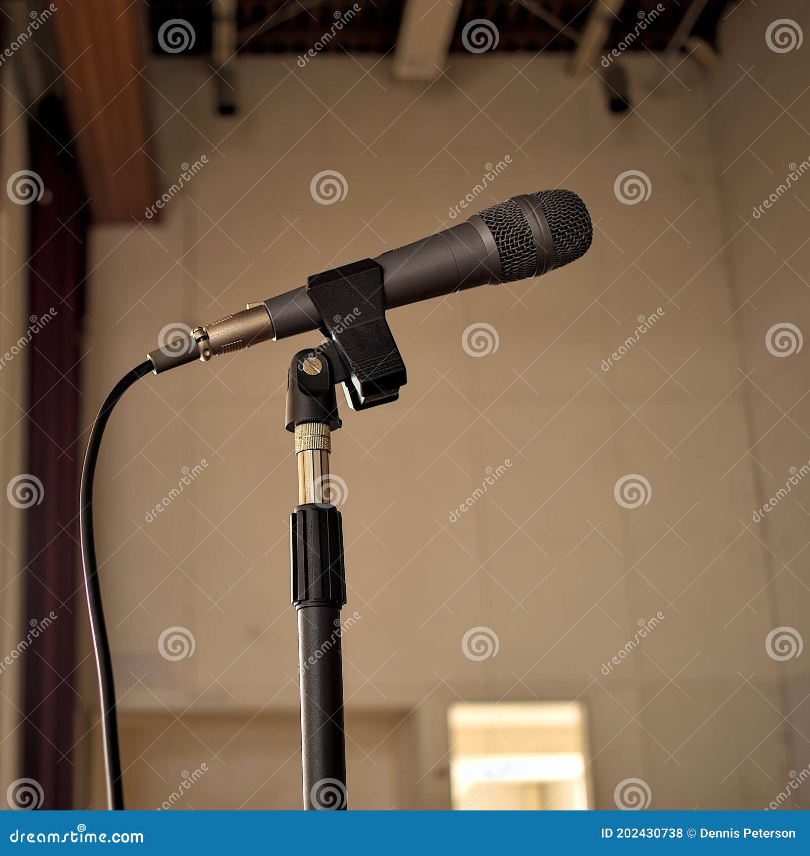 Microphone with Cord on a Mic Stand Stock Photo - Image of microphone ...