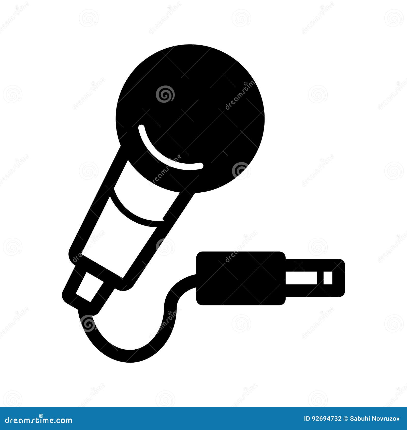 Microphone with Cord, Vector Icon. Isolated on White Stock Vector ...