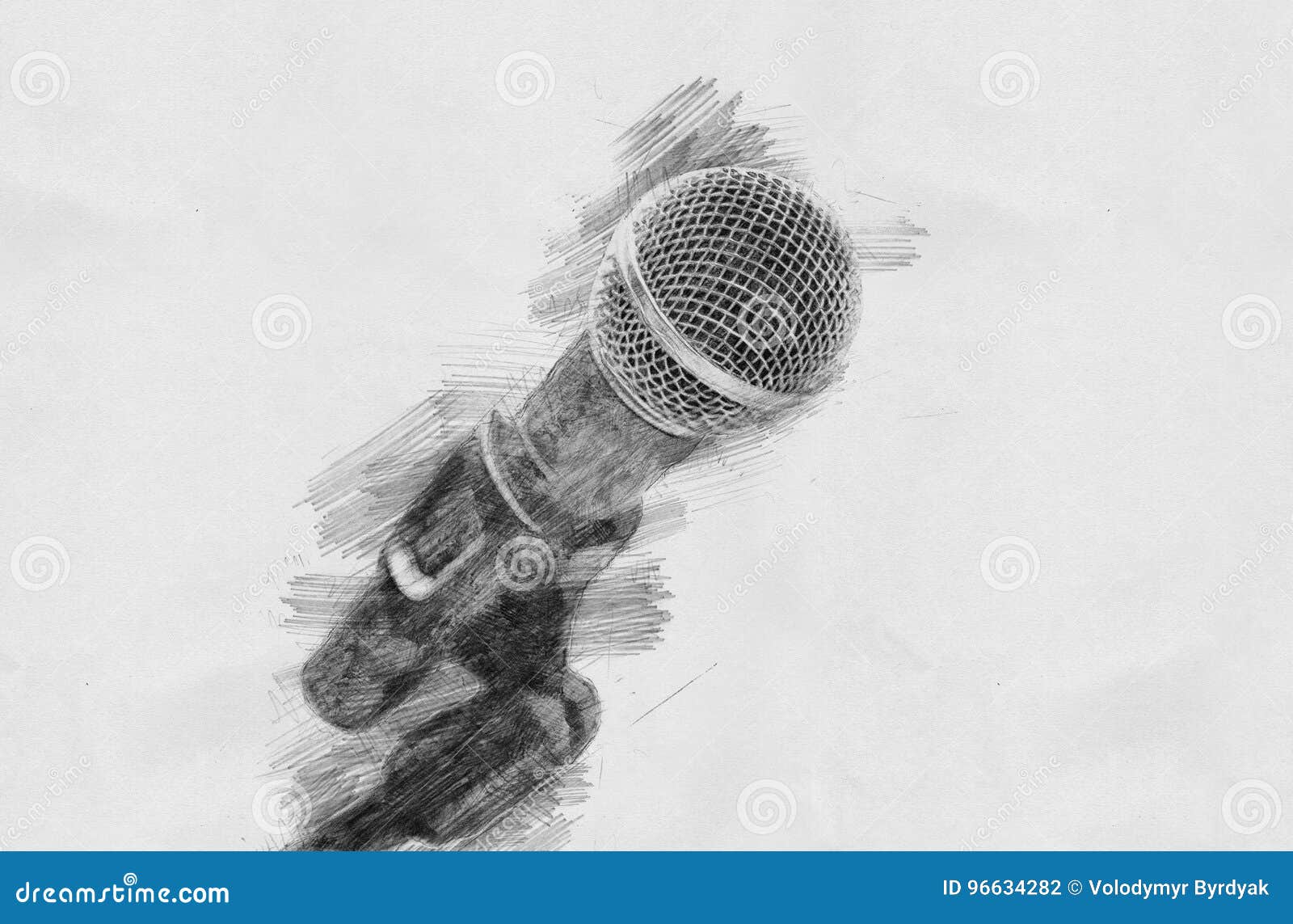 Microphone Croquis Avec Le Crayon Illustration Stock - Illustration of ...