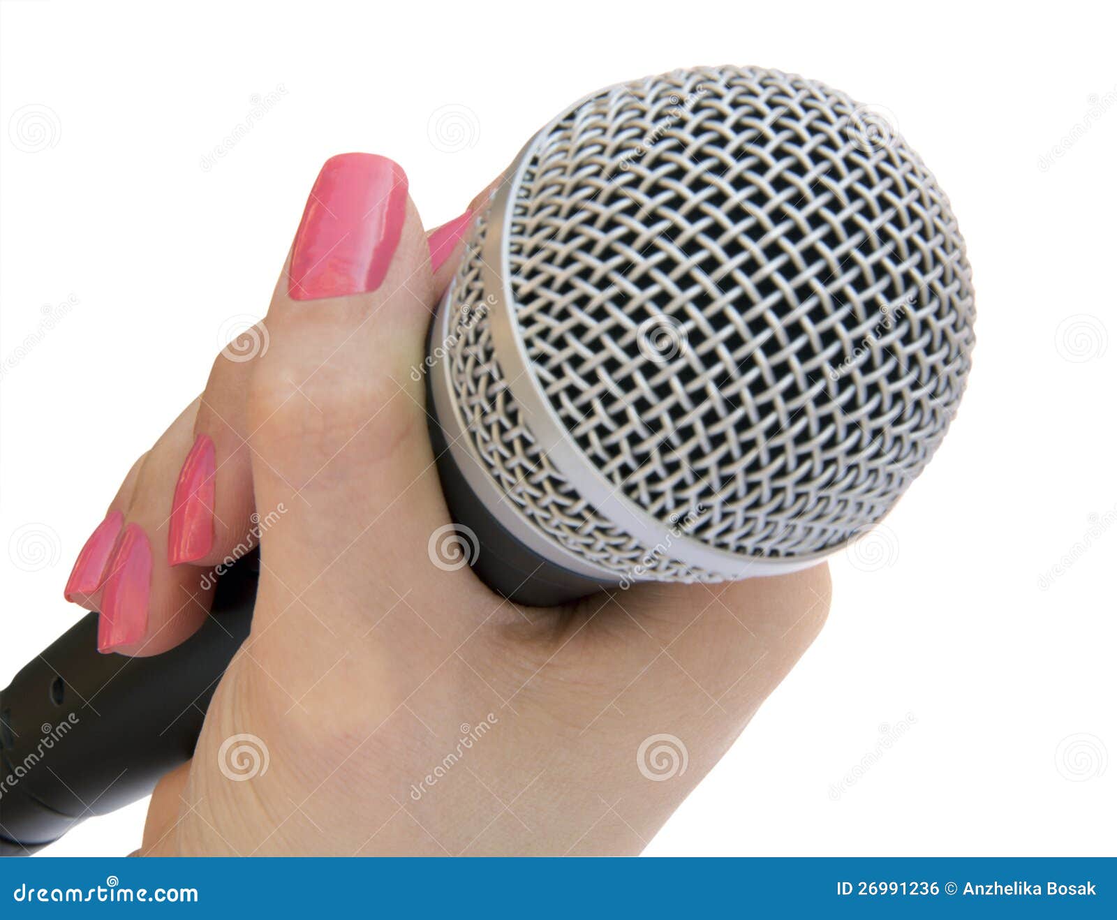 Microphone dans une main photo stock. Image du conférence - 26991236