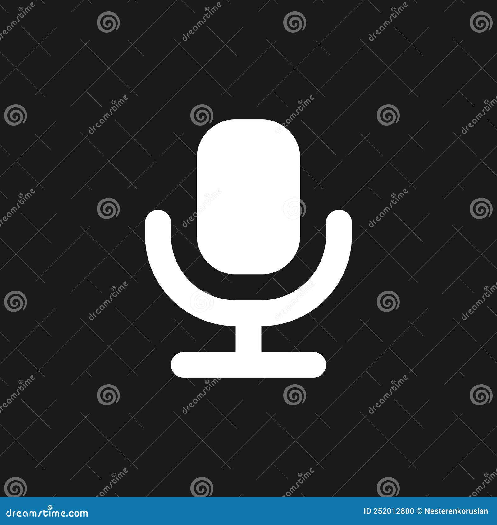 Microphone Dark Mode Glyph Ui Icon Stock Vector - Illustration of ...