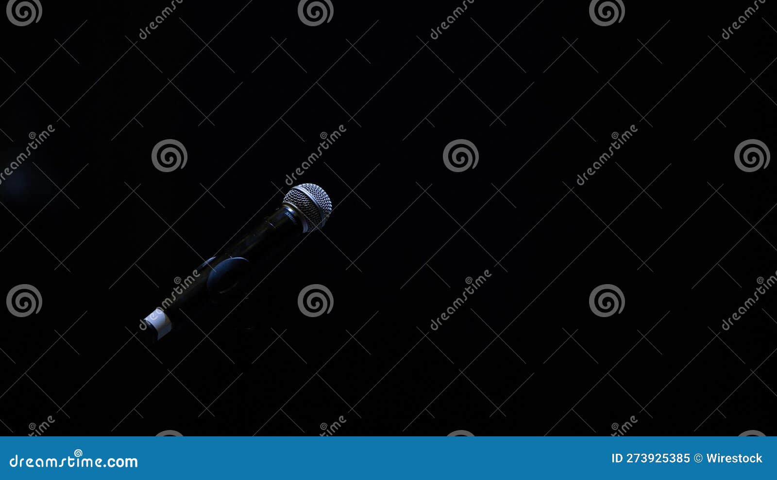 Microphone on a Dark Stage, Illuminated in the Spotlight Stock Image ...