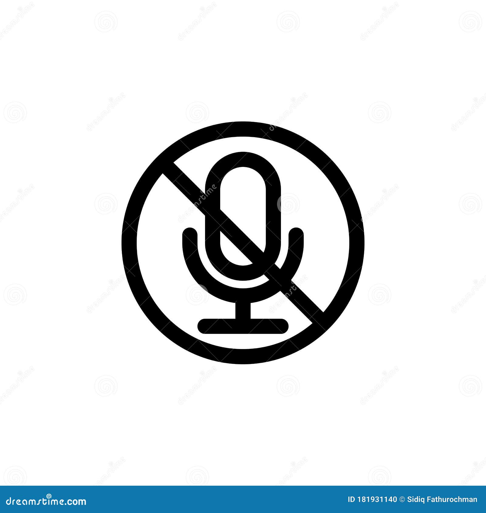 Microphone Disable Icon stock vector. Illustration of radio - 181931140
