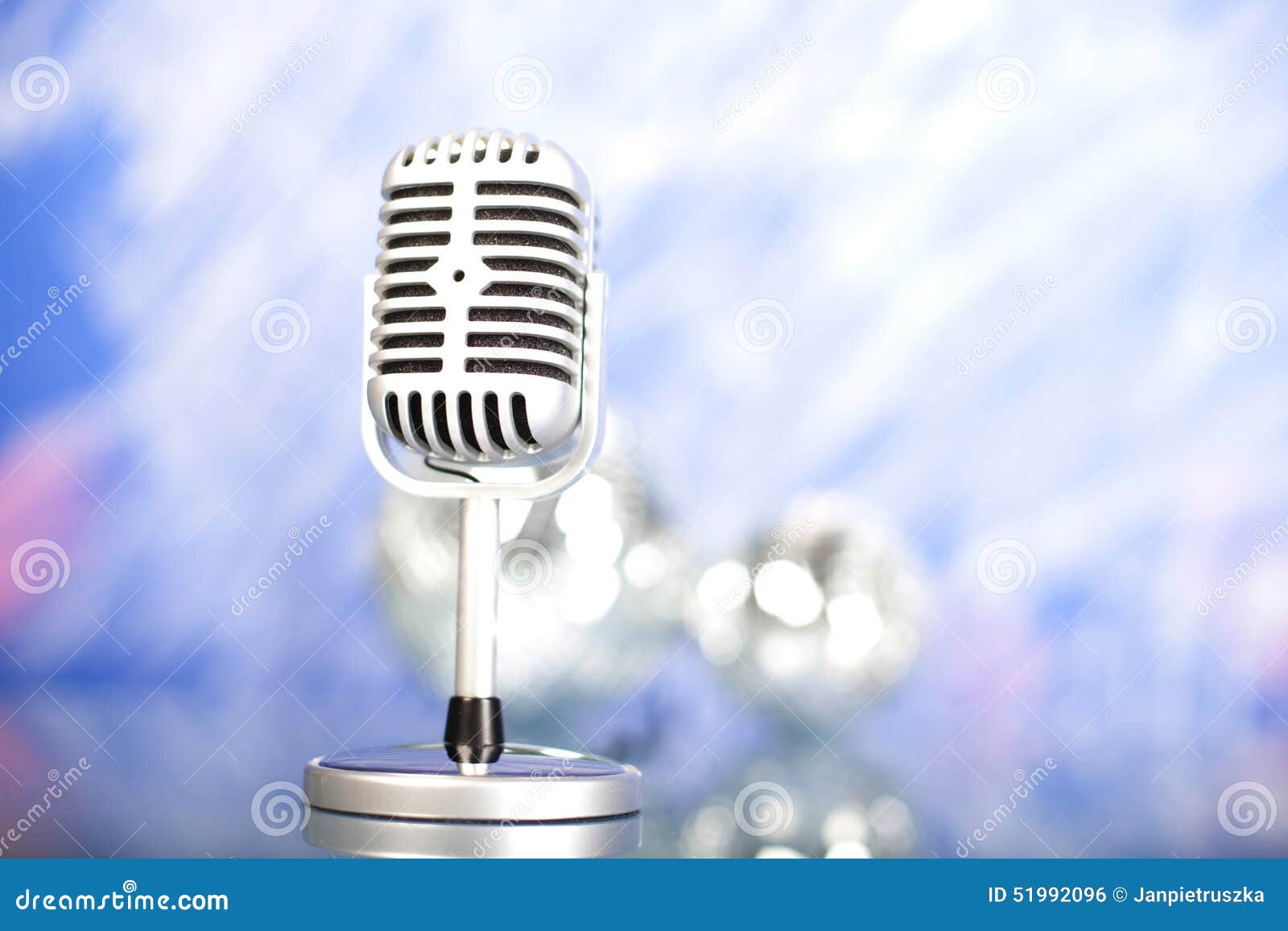Microphone with Disco Balls, Music Saturated Concept Stock Photo ...