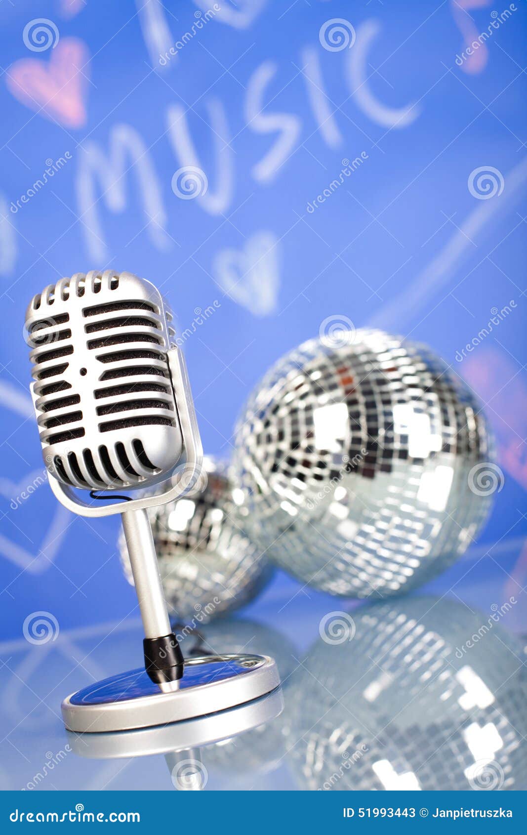 Microphone with Disco Balls, Music Saturated Concept Stock Image ...