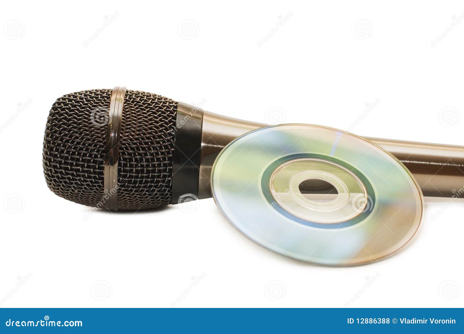 Microphone and dvd disk stock photo. Image of record - 12886388