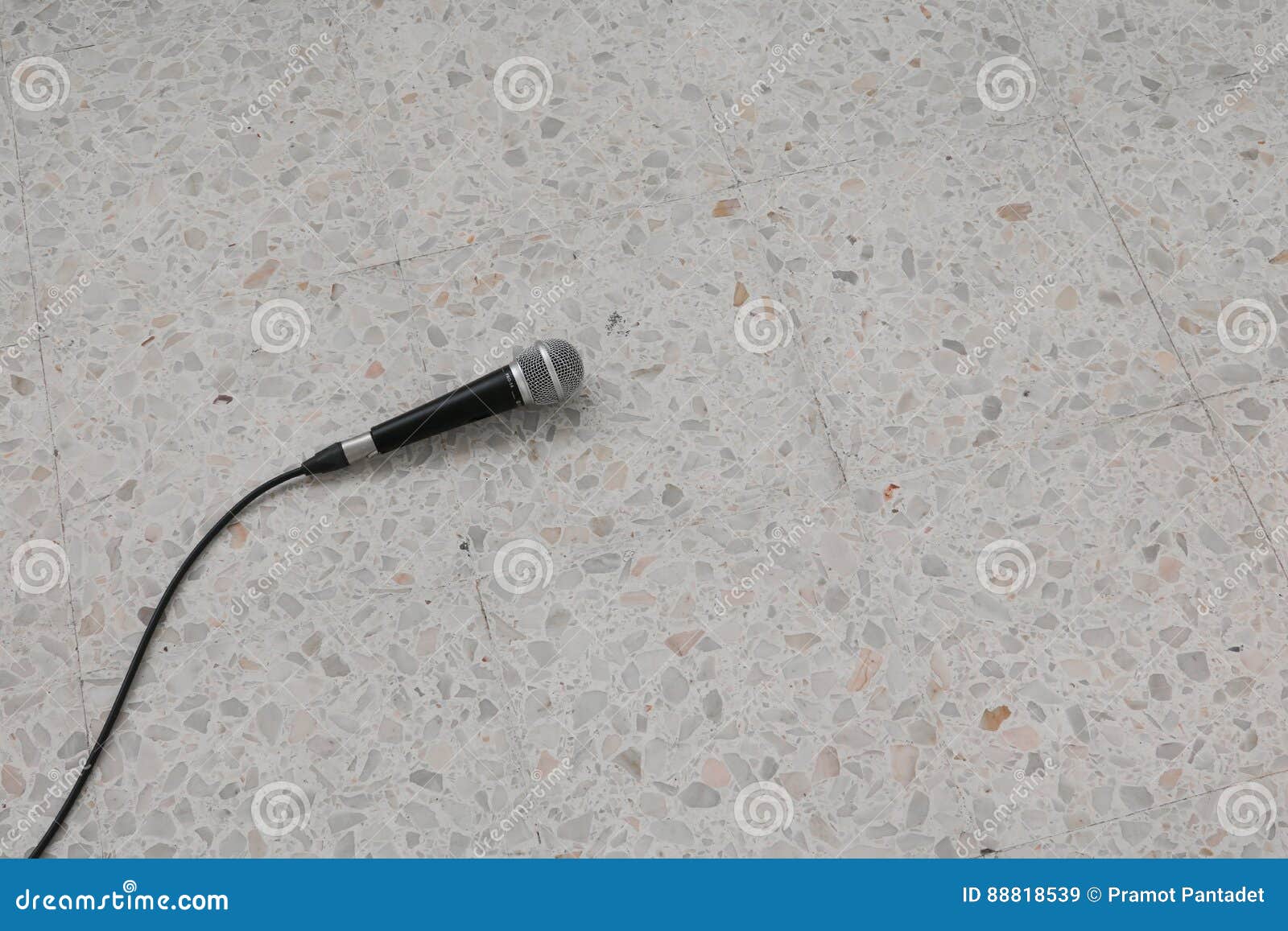 Microphone Dynamic on Floor Marble Polished Stone Background Stock ...