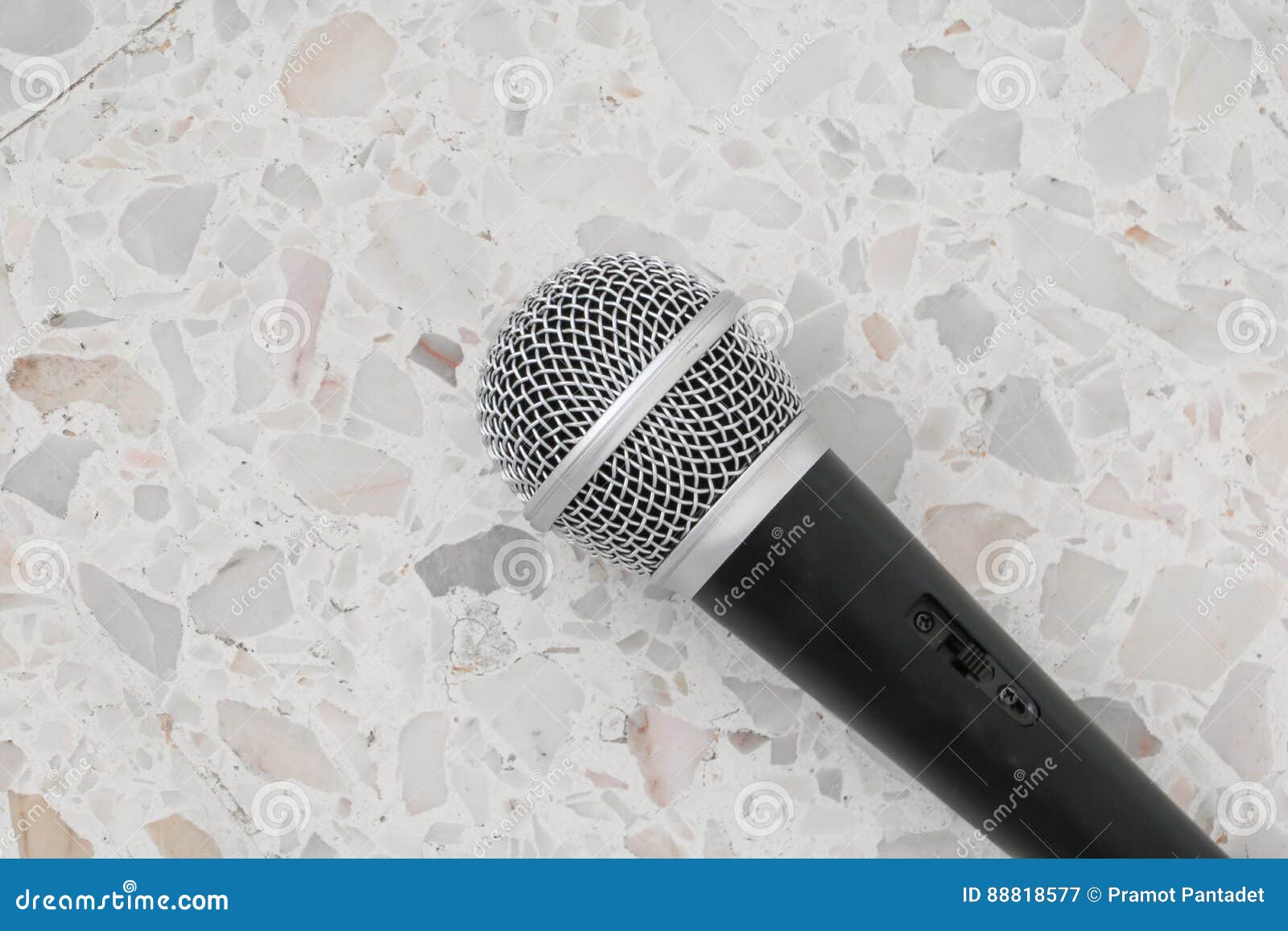 Microphone Dynamic on Floor Marble Polished Stone Background Stock ...