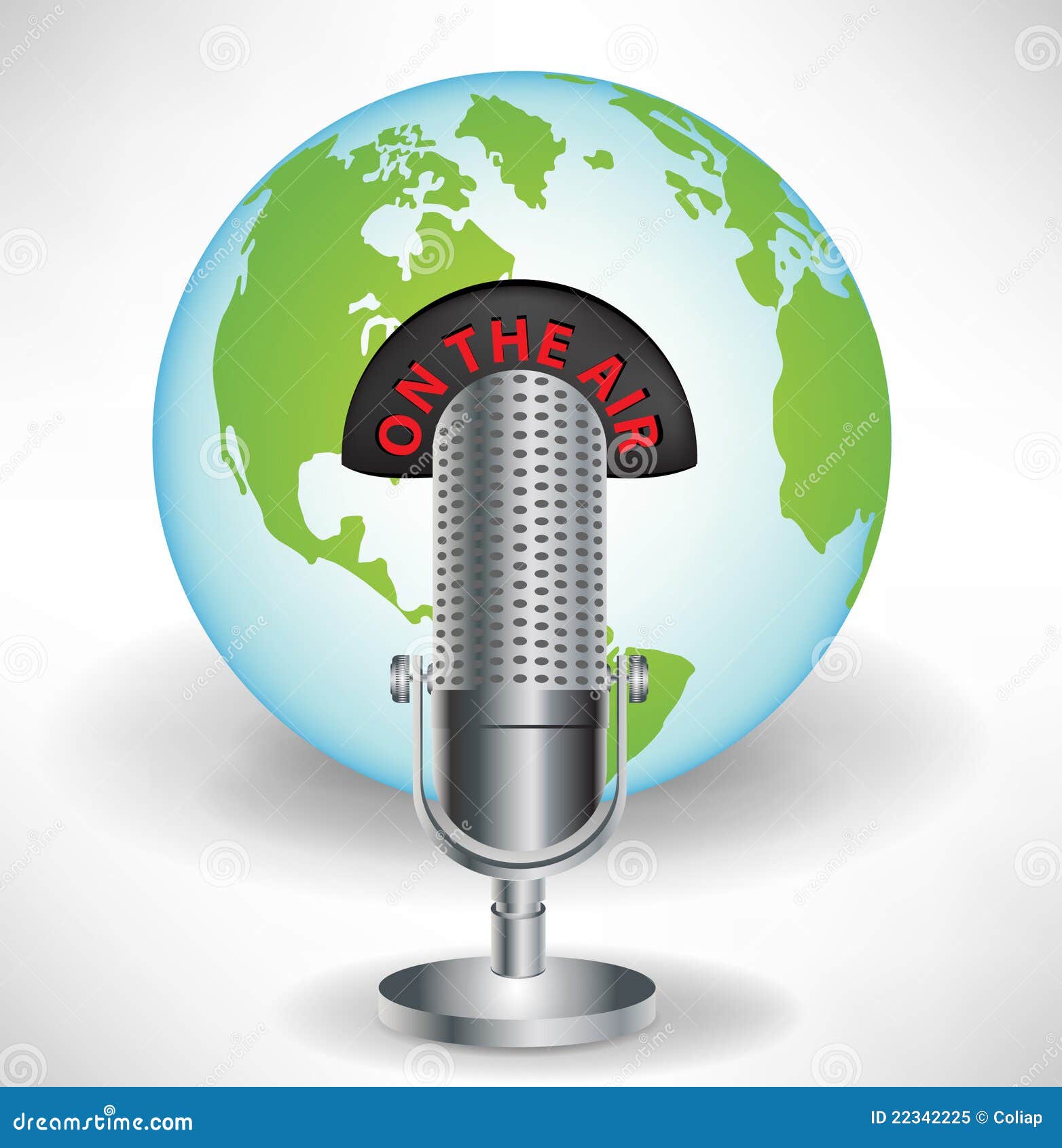 Microphone with Earth Globe Global Stock Vector - Illustration of earth ...