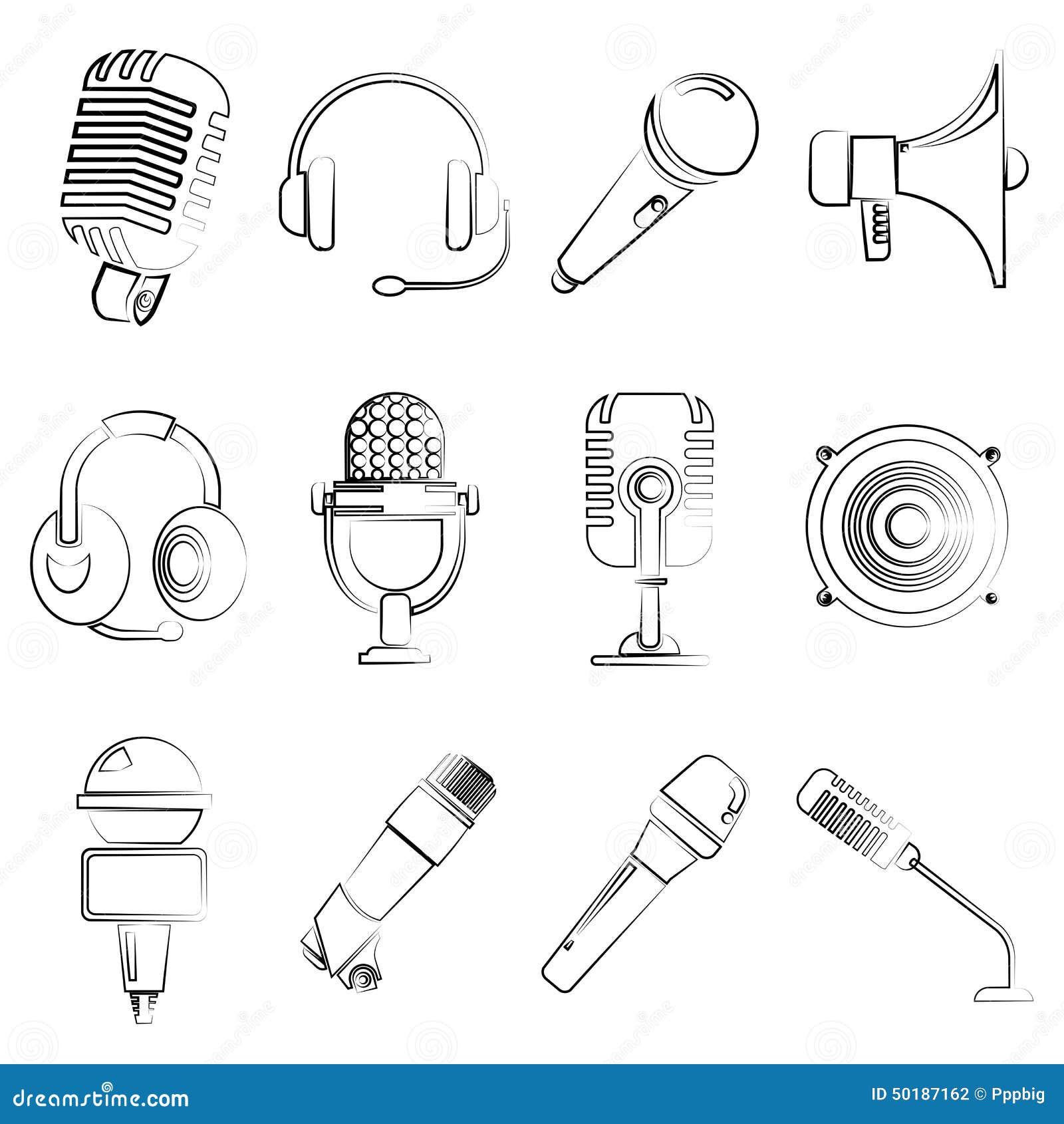 Microphone, Electronic Device Icons Stock Illustration - Illustration ...
