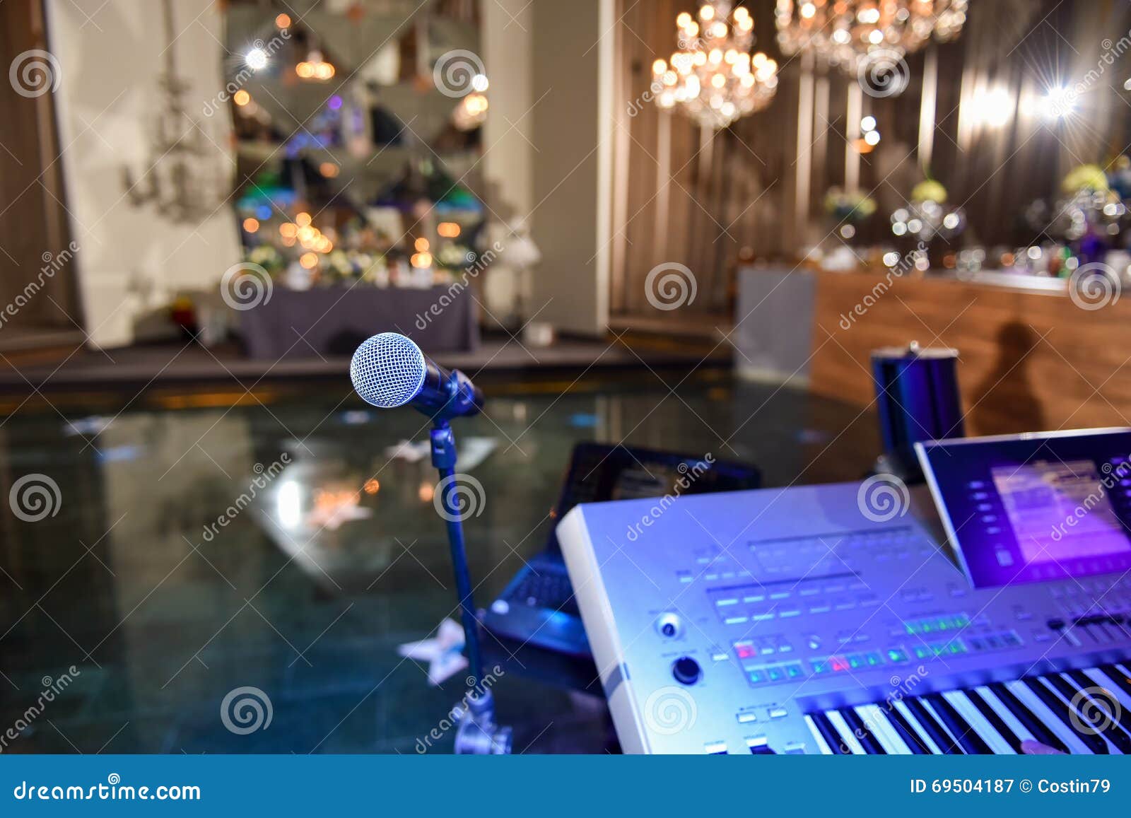 Microphone and Electronic Organ Stock Image - Image of restaurant ...
