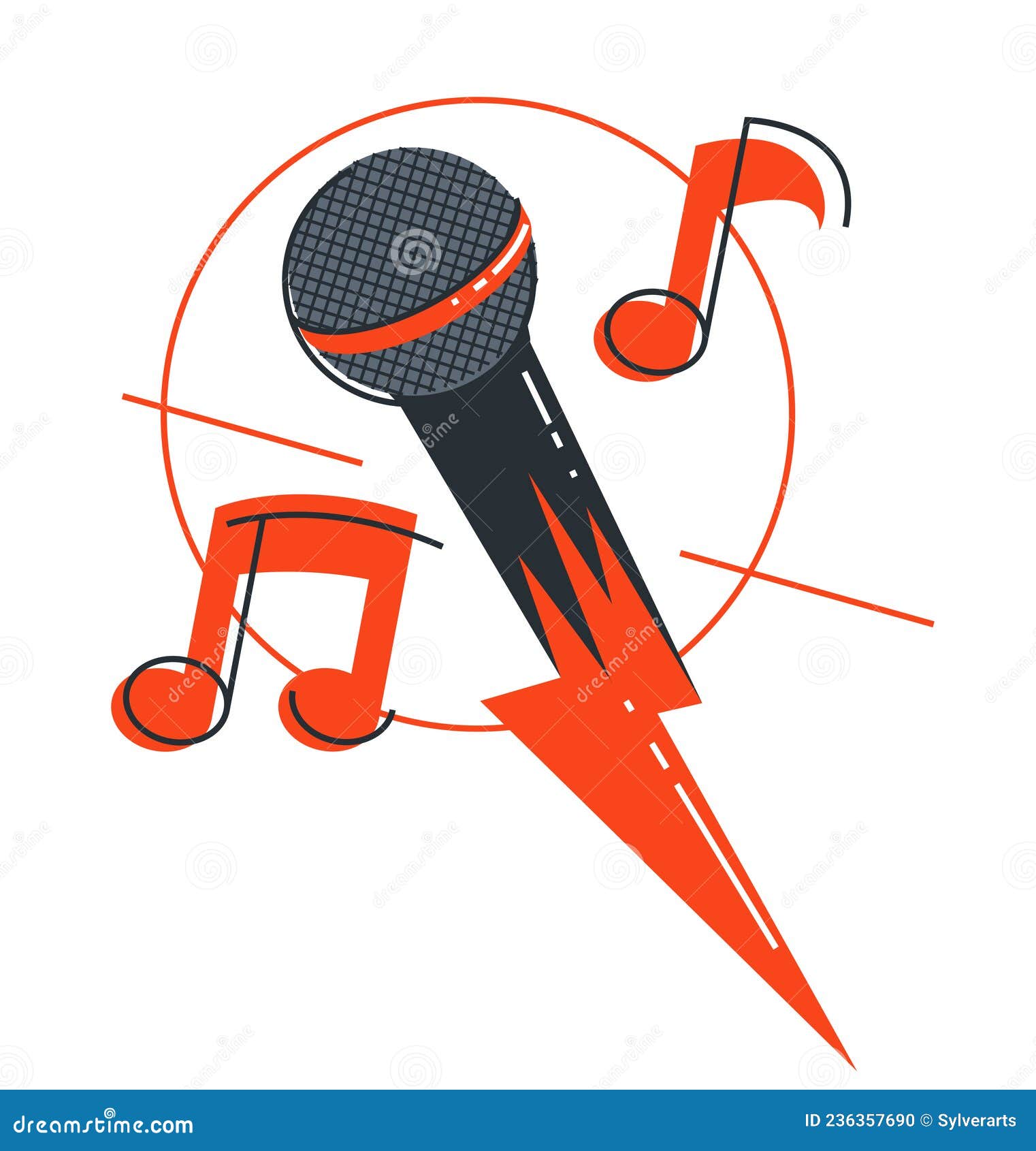 Microphone Emblem Isolated Over White Background Vector Flat Linear ...