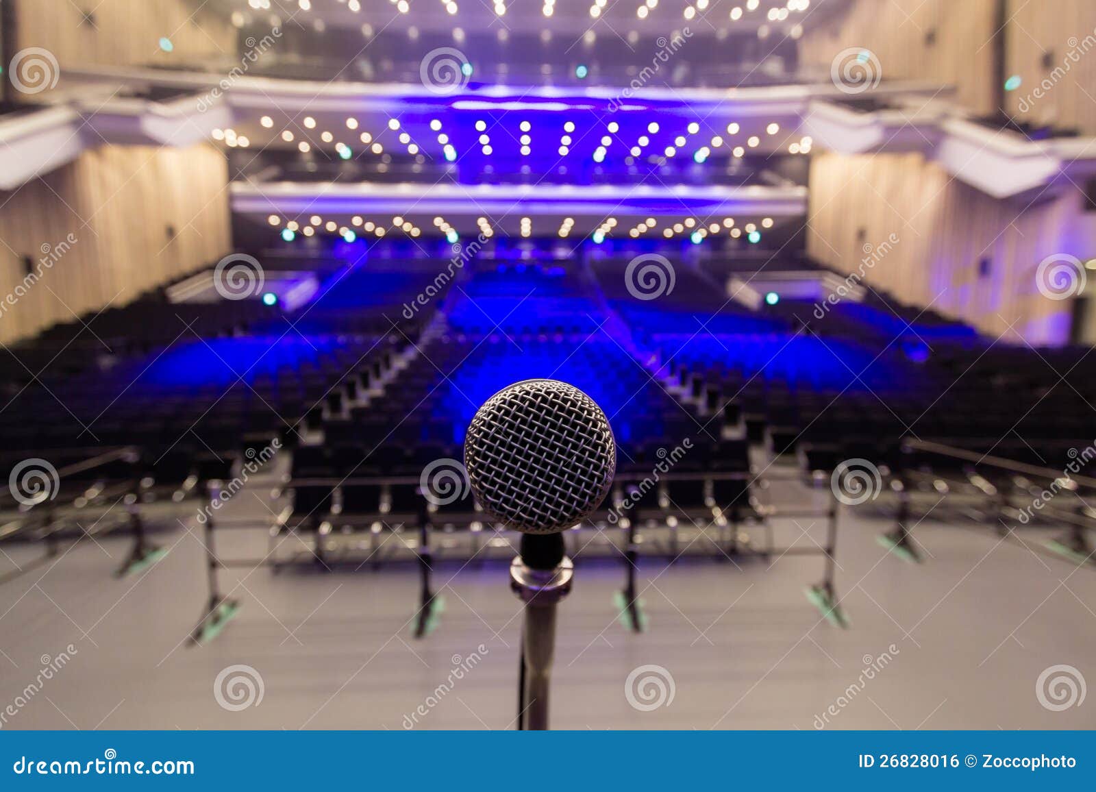 Microphone in Empty Concert Venue Stock Photo - Image of seats, concert ...
