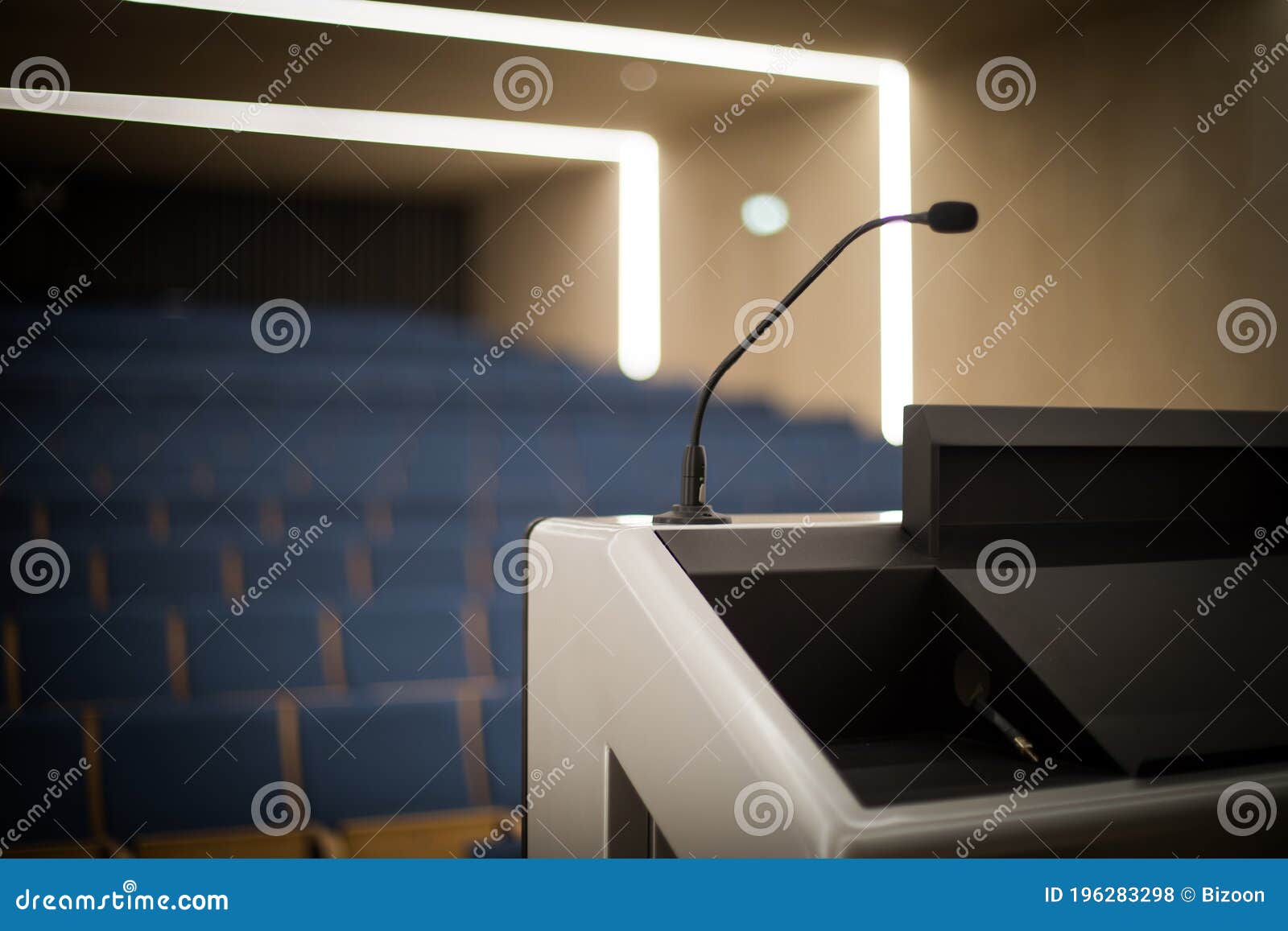 Microphone in an Empty Conference Room Stock Photo - Image of hall ...
