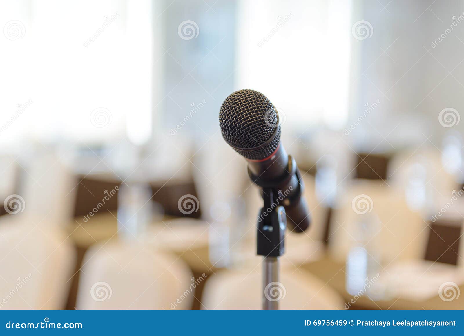 Microphone in empty room stock image. Image of empty - 69756459