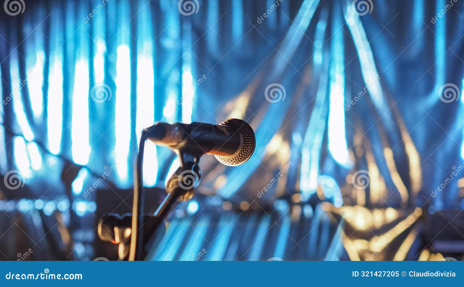 Microphone on empty stage stock image. Image of stage - 321427205