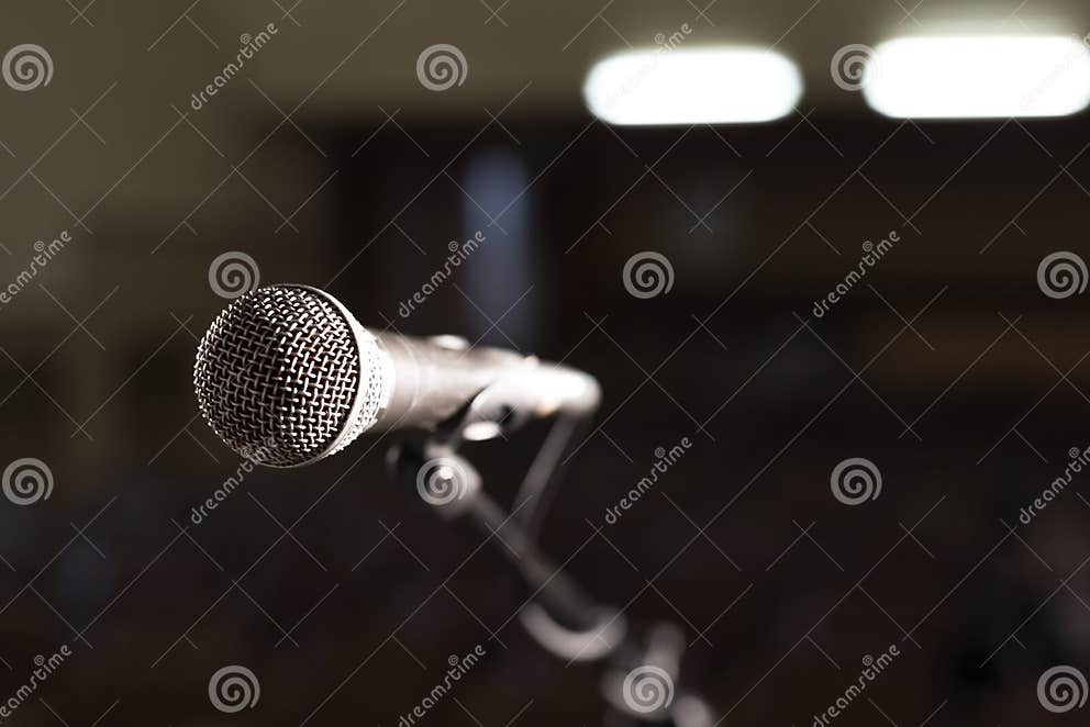 Microphone on an Empty Stage before the Concert Stock Image - Image of ...