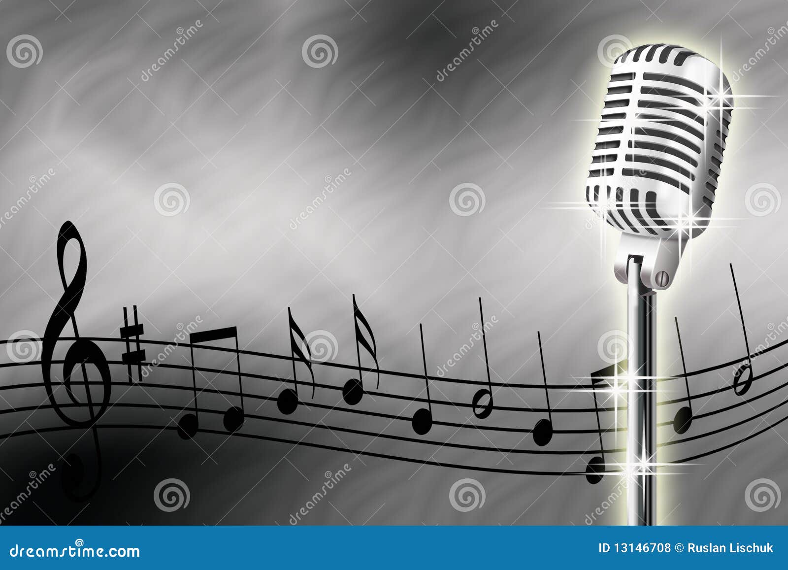 Microphone Et Notes Musicales Illustration Stock - Illustration du ...
