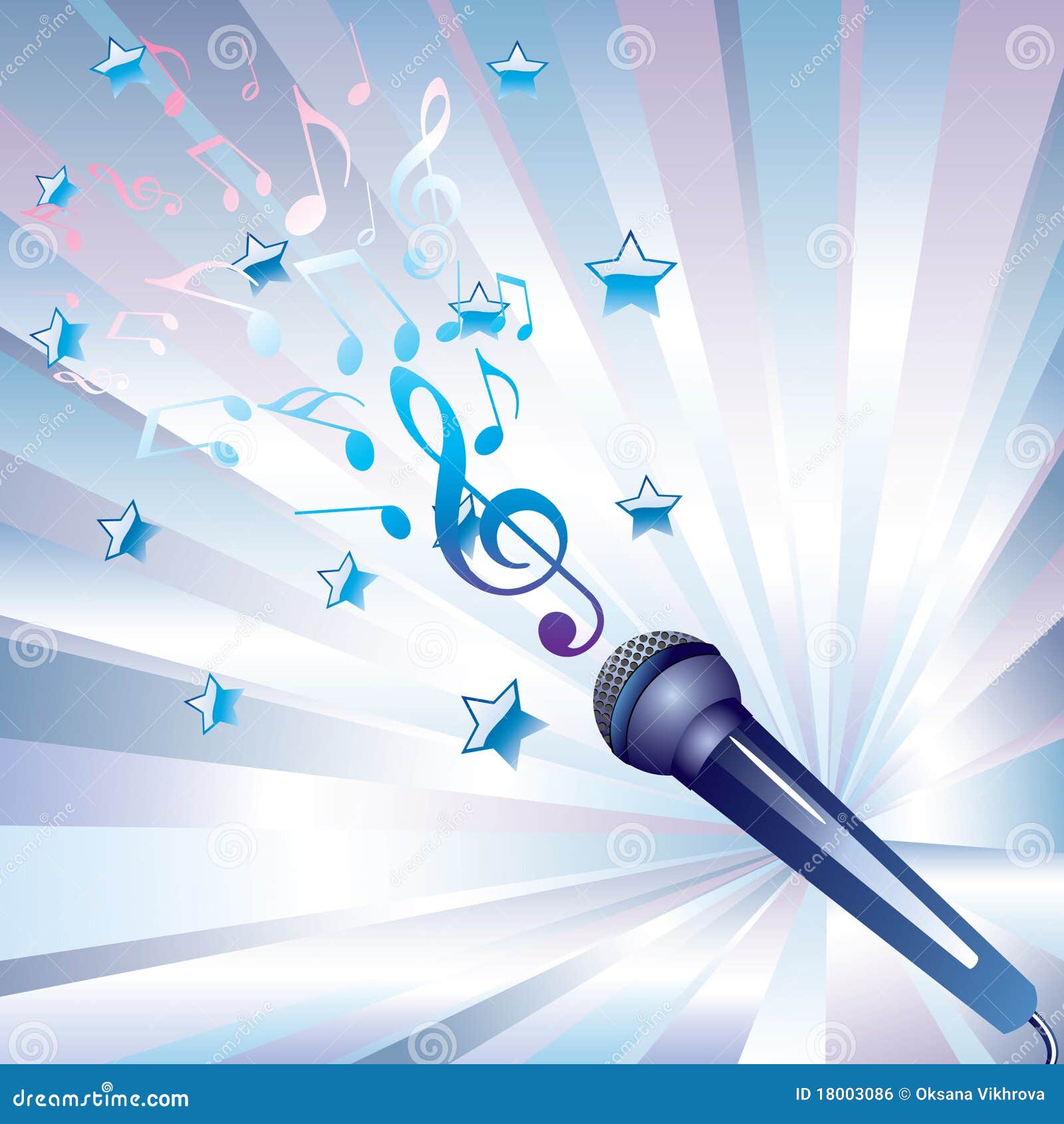 Microphone Et Notes Musicales. Illustration de Vecteur - Illustration ...