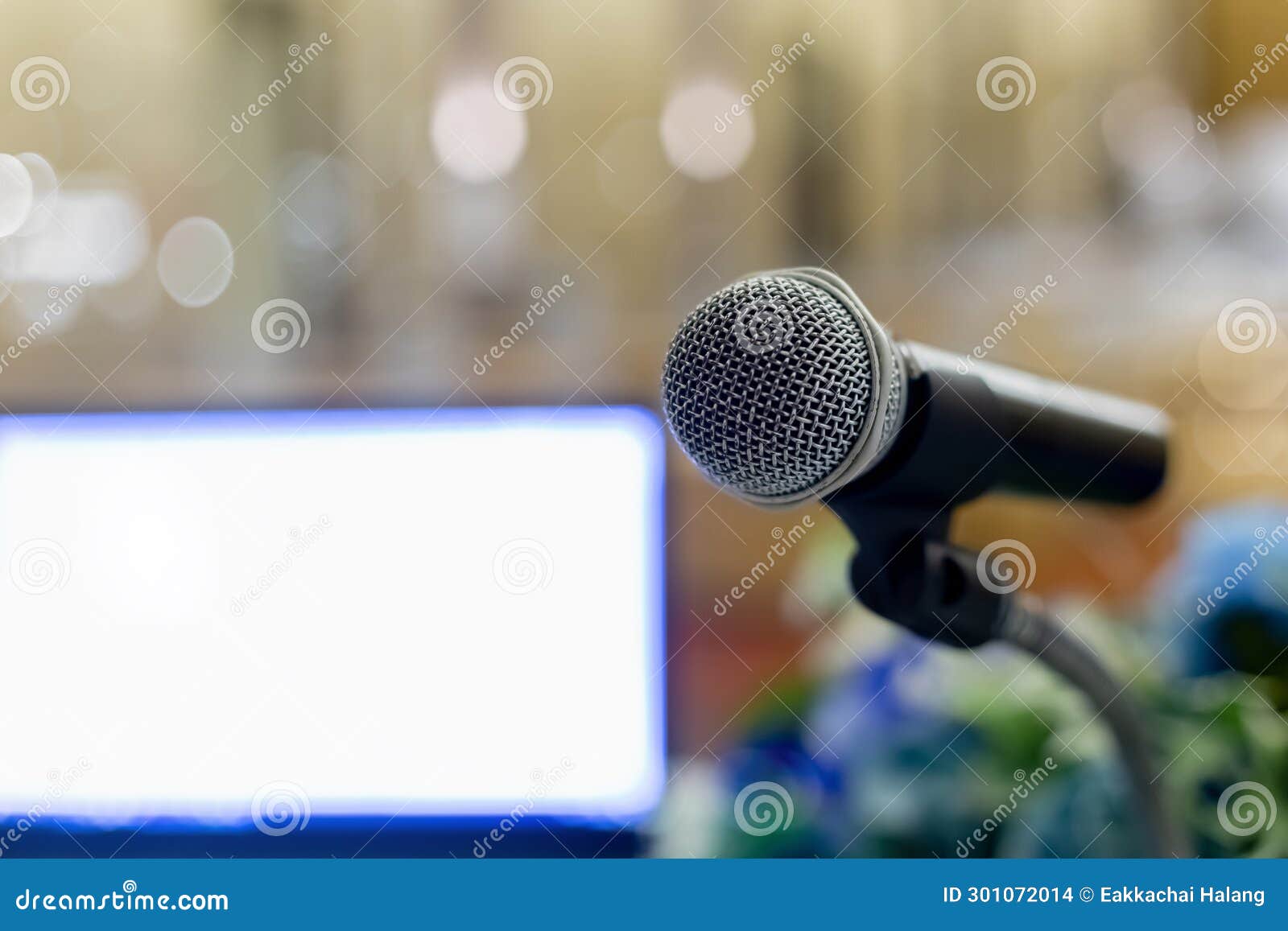 Microphone in Event Meeting Conference. Presentation Public, Studio ...