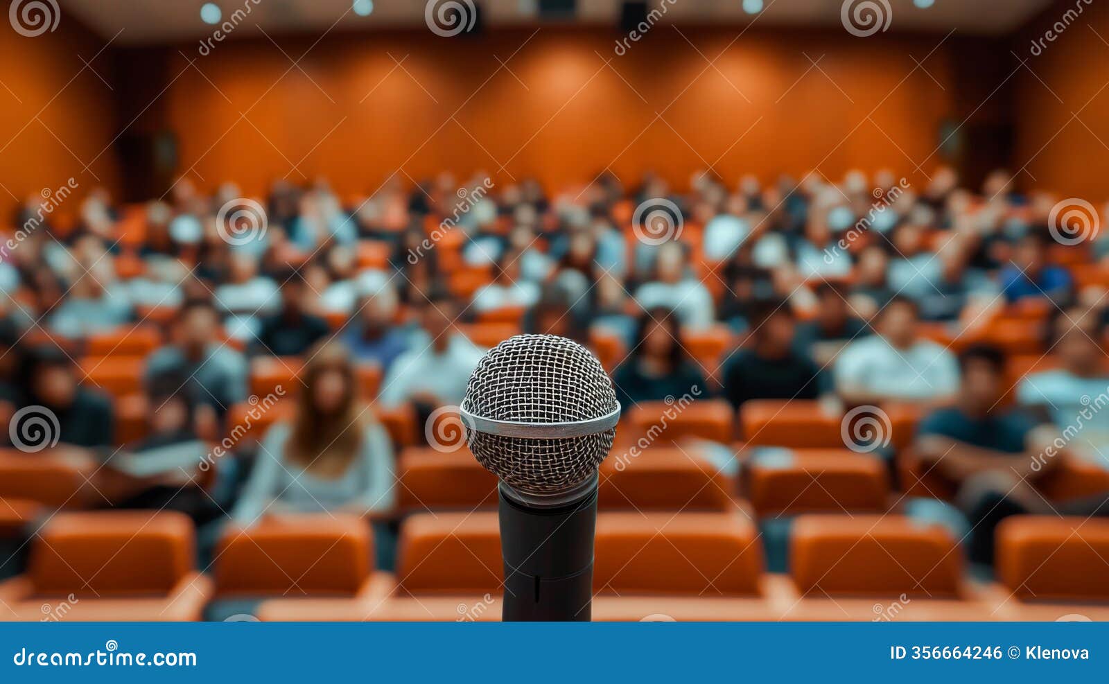 Microphone Facing Audience in a Lecture Hall Stock Illustration ...